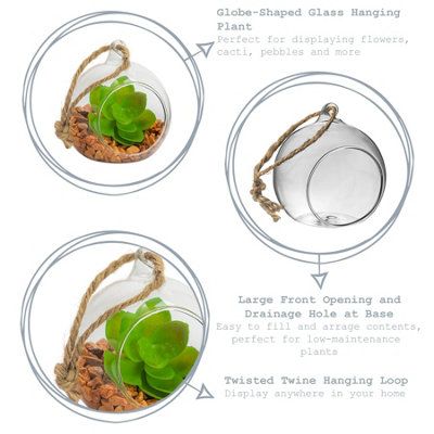 Nicola Spring Hanging Glass Terrarium - 8cm - Clear