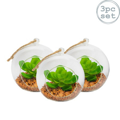 Nicola Spring - Hanging Glass Terrariums - 12cm - Clear | DIY at B&Q