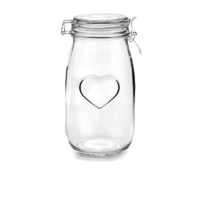 Nicola Spring Heart Glass Storage Jar - 1.5 Litre - Clear Seal