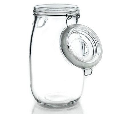 Nicola Spring Heart Glass Storage Jars - 1.5 Litre - Orange Seal - Pack ...