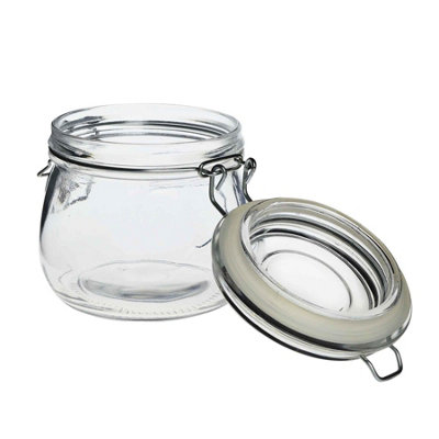 Nicola Spring - Heart Glass Storage Jars - 500ml - Orange Seal - Pack ...