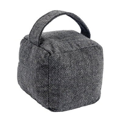 Nicola Spring Herringbone Door Stop - 16 x 16cm - Grey