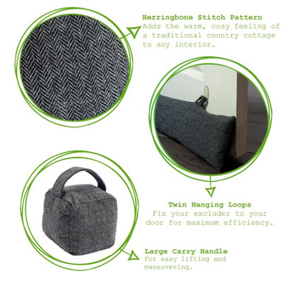 Nicola Spring Herringbone Door Stop & Draught Excluder Set - Star