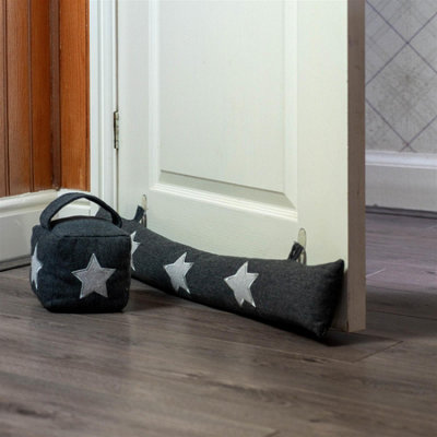 Nicola Spring Herringbone Door Stop & Draught Excluder Set - Star