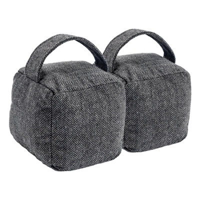 Nicola Spring Herringbone Door Stops - 16 x 16cm - Grey - Pack of 2
