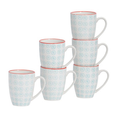 Nicola Spring - Nicola Spring - Hand-Printed Mug - 330ml - Turquoise ...