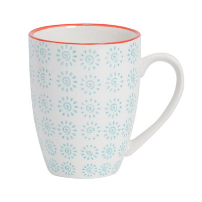 Nicola Spring - Nicola Spring - Hand-Printed Mug - 330ml - Turquoise ...