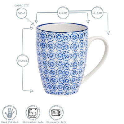 Nicola Spring Nicola Spring Hand-Printed Mugs - 330ml - 3 Colours ...