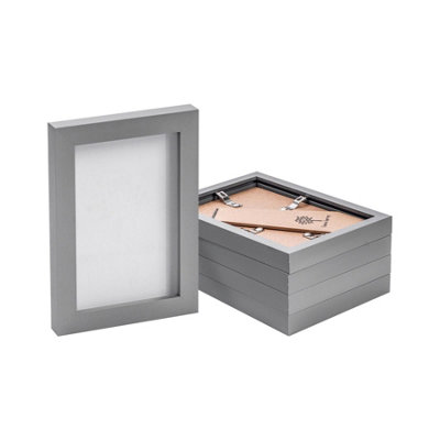 Nicola Spring Photo Frames - 4" x 6" - Grey - Pack of 5