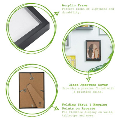 Nicola Spring Photo Frames - A4 (8" x 12") - Grey - Pack of 5