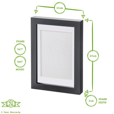 Nicola Spring Photo Frames with 4" x 6" Mount - 5" x 7" - Black/White ...