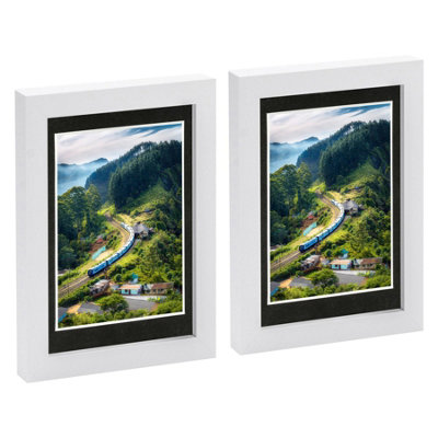 Nicola Spring Photo Frames with 4" x 6" Mount - 5" x 7" - White/Black ...