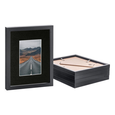 Nicola Spring Photo Frames with 4" x 6" Mount - 8" x 10" - Black/Black ...