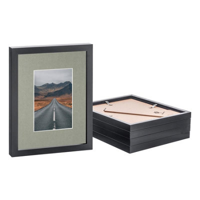 Nicola Spring Photo Frames with 4" x 6" Mount - 8" x 10" - Black/Grey ...