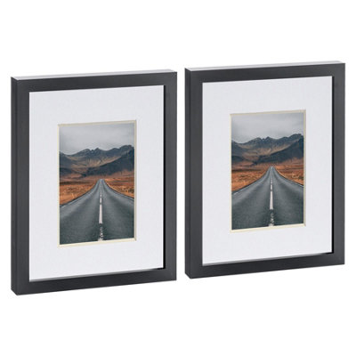 Nicola Spring Photo Frames with 4" x 6" Mount - 8" x 10" - Black/White ...