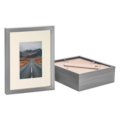 Nicola Spring Photo Frames with 4" x 6" Mount - 8" x 10" - Grey/Ivory ...