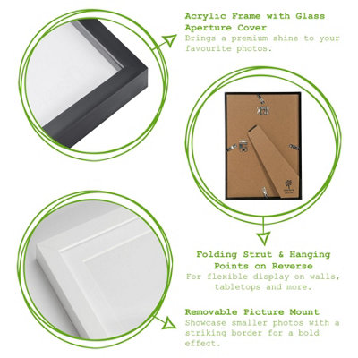 Nicola Spring Photo Frames with 5" x 7" Mount - 8" x 10" - Grey/Black ...