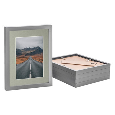 Nicola Spring Photo Frames with 5" x 7" Mount - 8" x 10" - Grey/Grey ...