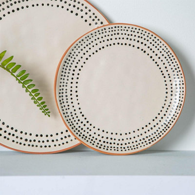 Nicola Spring Portuguese Stoneware Side Plates - 20.5cm - Spotted Rim ...