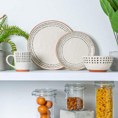 Nicola Spring Portuguese Stoneware Side Plates - 20.5cm - Spotted Rim ...