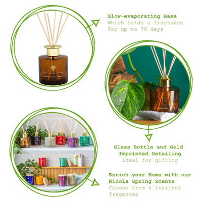 Nicola Spring Reed Diffusers - 200ml - Sandalwood & Jasmine - Pack of 3 - Sweet Creamy Fragrance ...