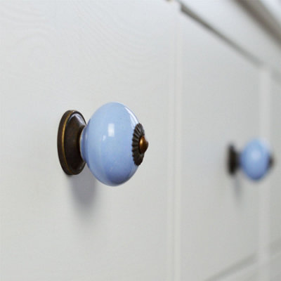 Nicola Spring Round Ceramic Cabinet Knob - Blue
