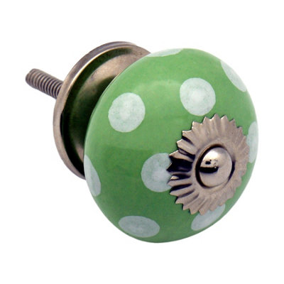 Nicola Spring Round Ceramic Cabinet Knob - Green Spot