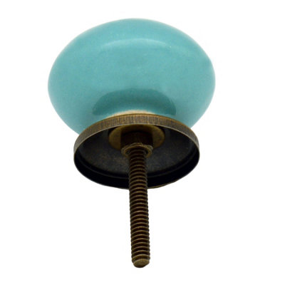 Nicola Spring Round Ceramic Cabinet Knobs - Turquoise - Pack of 6