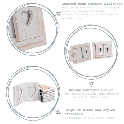 Nicola Spring Rustic Shutters Photo Frame - Wooden Landscape Table ...