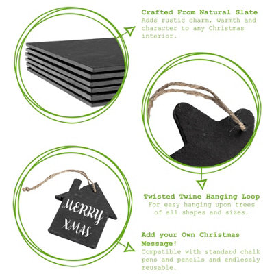 Nicola Spring Slate Christmas Tree Decorations - 7.5 x 2.5cm - Cracker ...