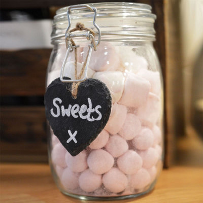 Nicola Spring Slate Heart Hanging Tags - 7 x 5.5cm - Natural - Pack of 3