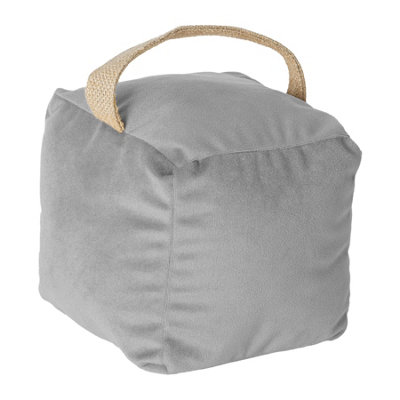 Nicola Spring Velvet Cube Door Stop - 14cm x 14cm x 14cm - Grey