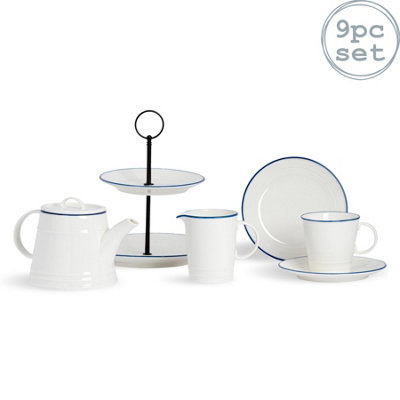 Nicola Spring - White Afternoon Tea Set - 9pc | DIY at B&Q