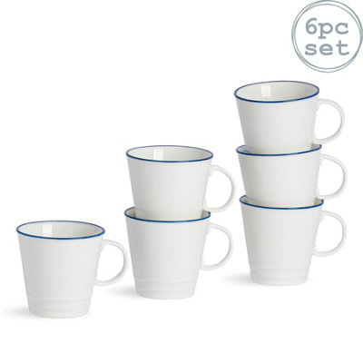 Nicola Spring - White Farmhouse Espresso Cups - 90ml - Pack of 6 | DIY ...