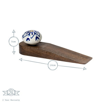 Nicola Spring Wooden Door Stop - Navy Flower