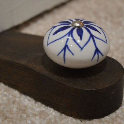 Nicola Spring Wooden Door Stop - Navy Flower