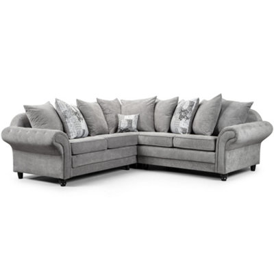Nicole Corner Linen fabric 3 2 sofa set or corner grey silver foam seats