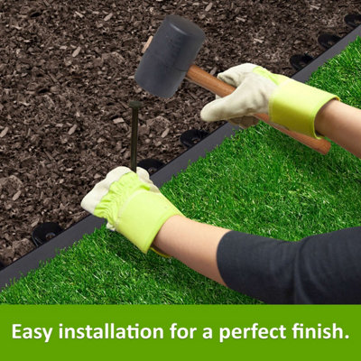 Nicoman 1m Flexi Landscape Black Plastic Invisible Lawn Edging Garden ...