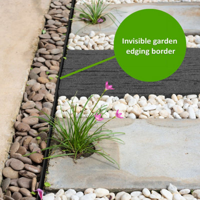 Nicoman 1m Flexi Landscape Black Plastic Invisible Lawn Edging Garden ...