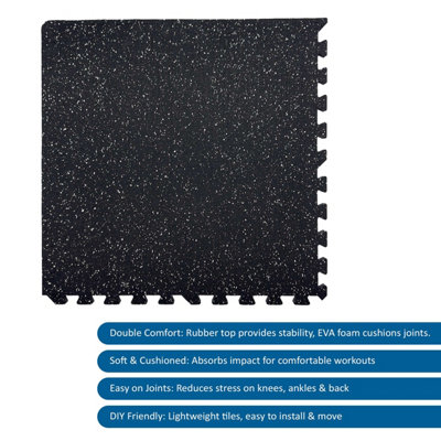 Nicoman 62x62cm 14mm Interlocking Rubber Top EVA Foam Floor Mats For ...