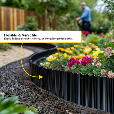Nicoman Black Heavy Duty Metal Border Edging Landscaping Flowerbed ...
