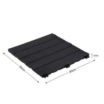 Nicoman Composite Interlocking Cosmo Decking Tiles Dark Grey 30cm x ...