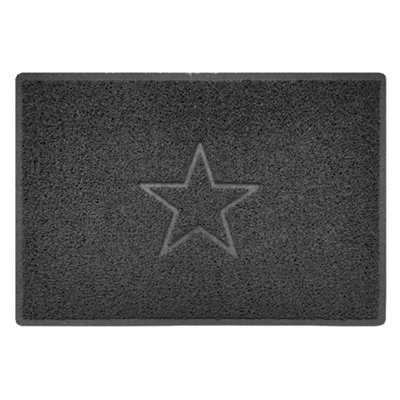 Nicoman Dark Grey Star Embossed Spaghetti Coil Door Mat Dirt-Trapper ...
