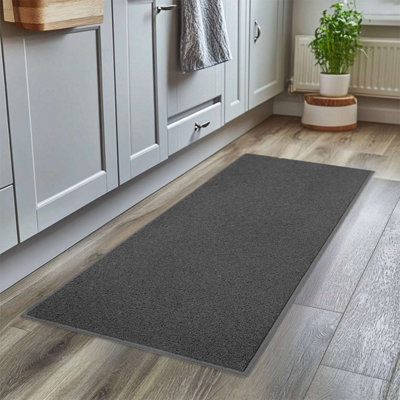 Nicoman Dark Grey Utility Grey Plain Mat 150cmx60cm | DIY at B&Q