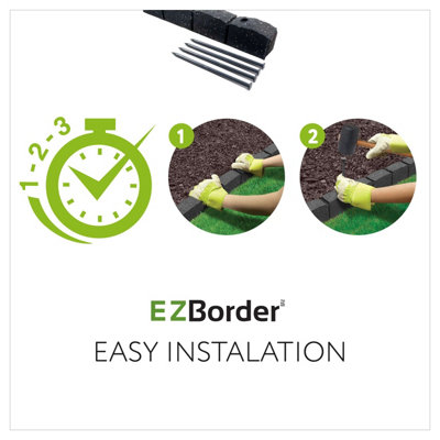 Nicoman Flexi Curve Brown Rubber Scallop Lawn Edging Garden Border 1.2m ...