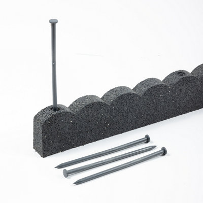 Nicoman Flexi Curve Grey Rubber Scallop Lawn Edging Garden Border 1.2m ...