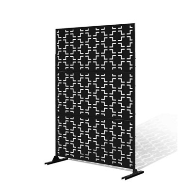 Nicoman Metal Outdoor Privacy Screen with Stand 120cm x 180cm - Black