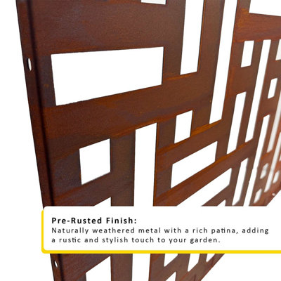 Nicoman Metal Outdoor Privacy Screen with Stand for Garden Geometric ...