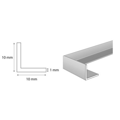 nielsen Aluminium L-Shaped Angle Profile Matt Anodized 2000x10x10mm ...