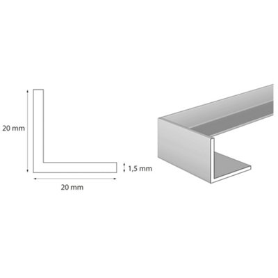 nielsen Aluminium L-Shaped Angle Profile Matt Anodized 2000x20x20mm ...